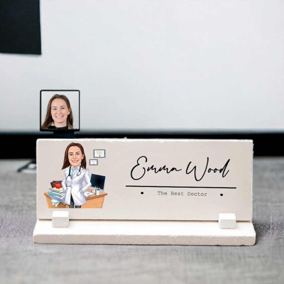 Medical Doctor Desk Name Plate for Women With Cartoon, Doctor Desk Sign ...