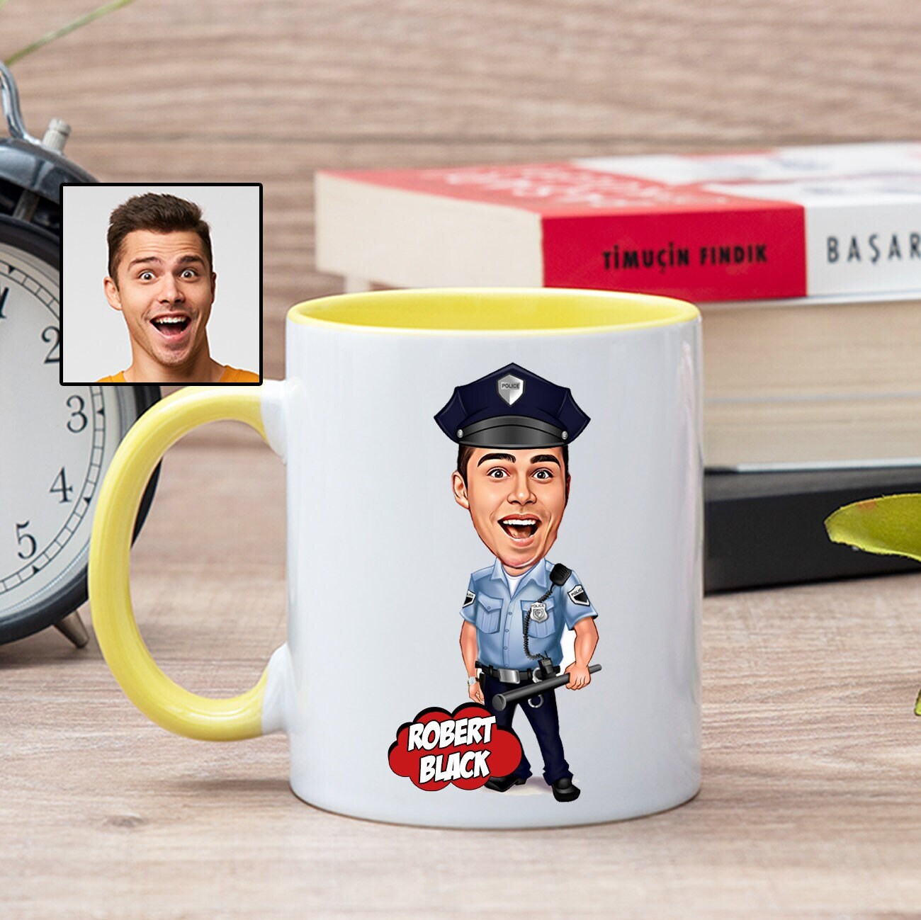 Police Officer Coffee Mug With Caricature From Photo, Funny Police Gift ...