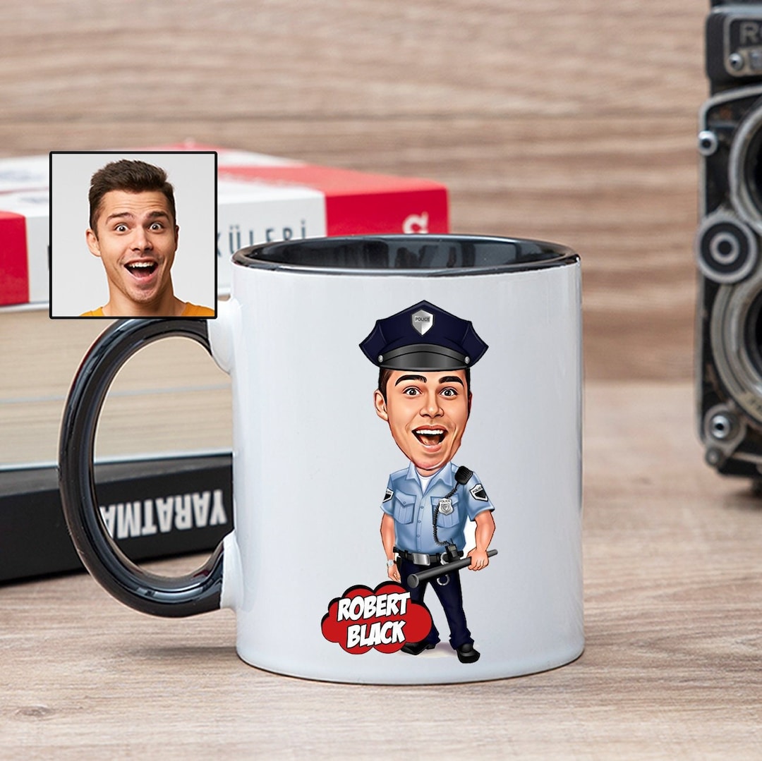 Police Officer Coffee Mug With Caricature From Photo Funny Police T