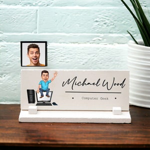 Computer Geek Caricature Desk Sign, Funny Computer Geek Gifts for Men ...