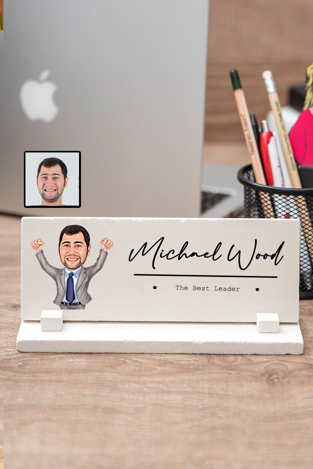 Leader Desk Sign for Men With Caricature Great Leader Gift - Etsy UK