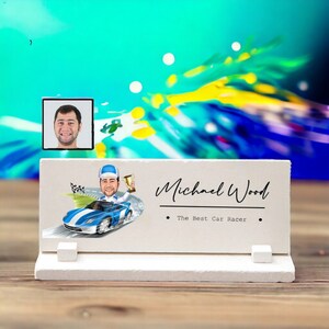 Car Racer Caricature Desk Sign, Funny Car Racing Gifts for Men, Auto ...