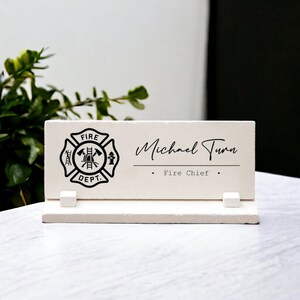 Firefighter Desk Name Sign, Fire Chief Desk Name Plate, Firefighter ...