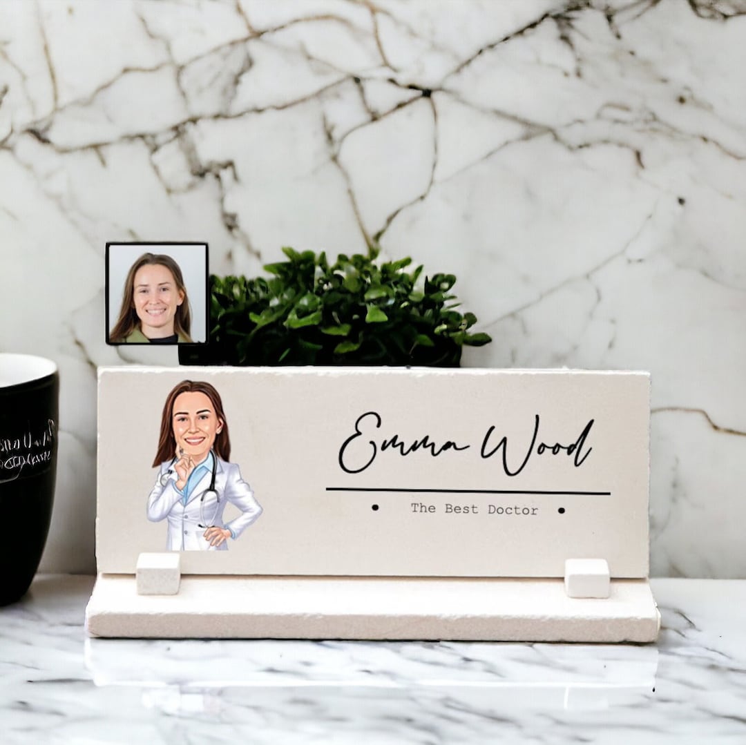 Medical Doctor Desk Name Plate for Women With Cartoon, Doctor Desk Sign ...