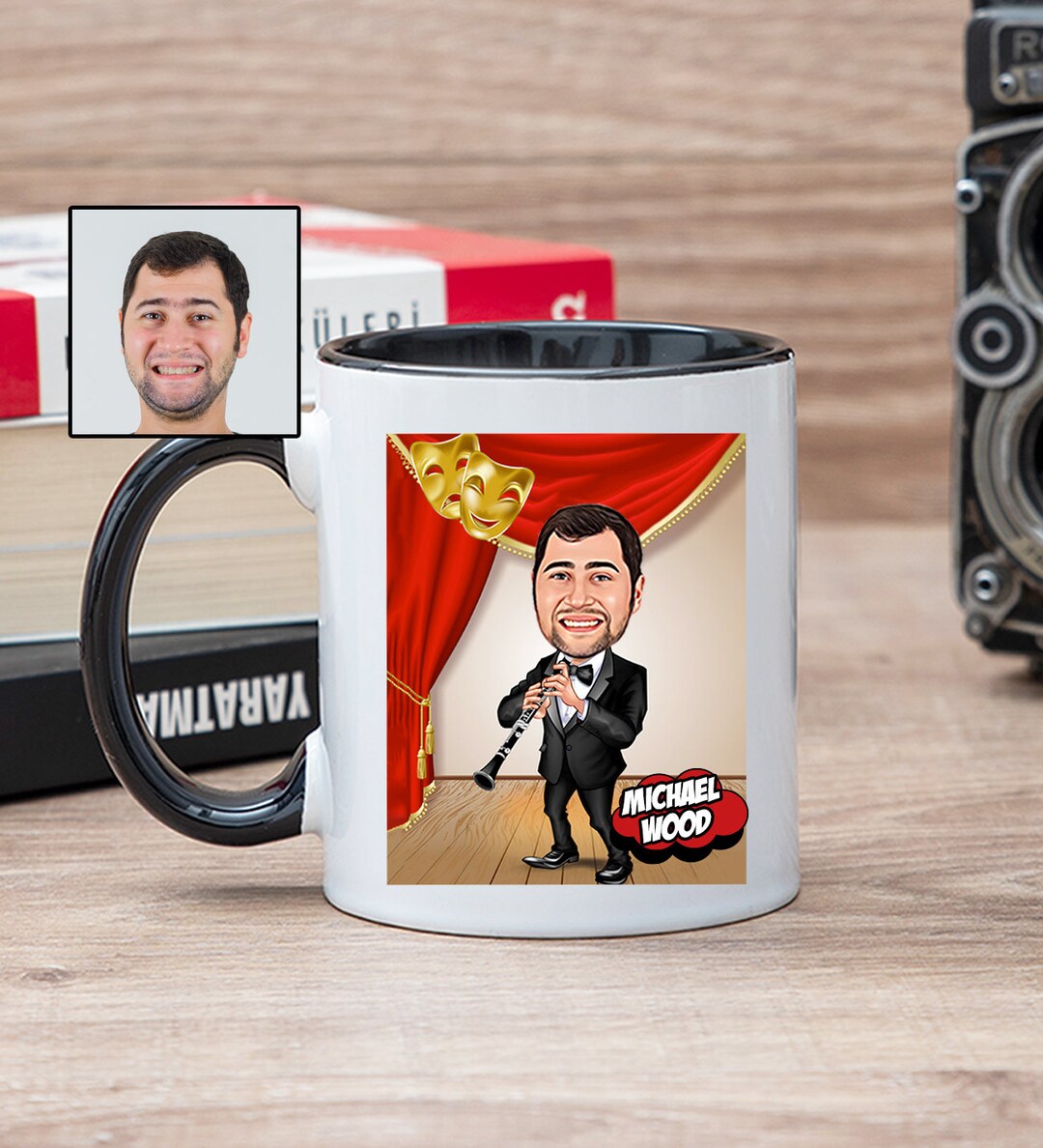 Clarinet Cartoon Mug, Funny Clarinet Player Gift for Men, Clarinet ...