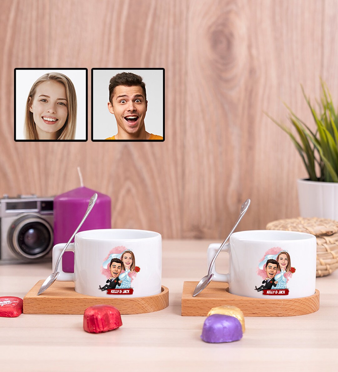 Custom Couple Tea Cup With Cartoon for Wife and Husband, Funny ...