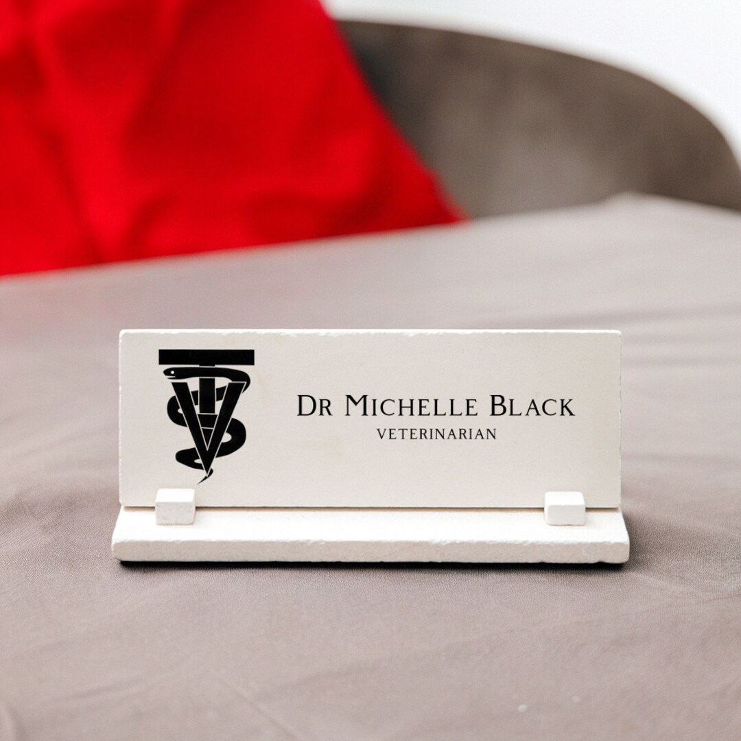 Veterinarian DVM Stone Office Desk Name Plate, Clear New Vet Animal ...