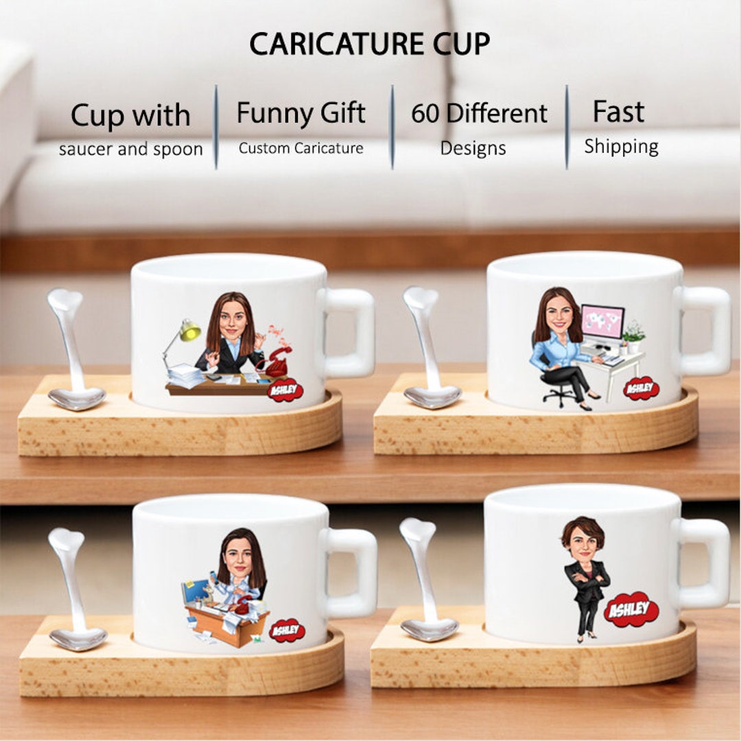 Custom Cartoon Mug From Photo, Funny Mug for Women, Caricature Coffee ...