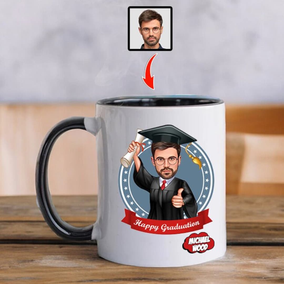 Graduation Cartoon Coffee Mug, Grad Gift for Son, Personalized ...