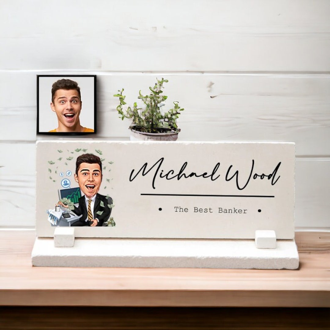 Banker Name Plate for Desk, Bank Teller Office Decor, New Banker Gift ...