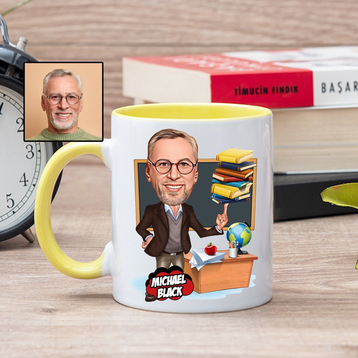 Male Professor Coffee Mug With Caricature From Photo, Personalized Male ...