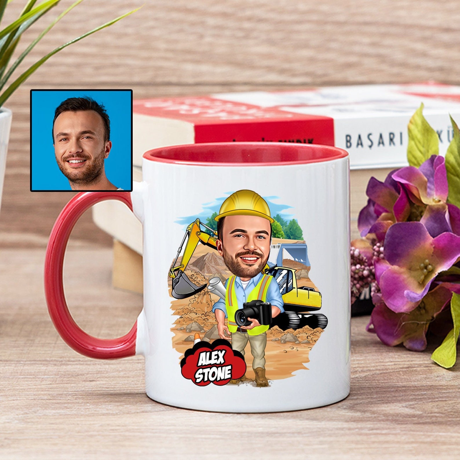 Engineer Coffee Mug With Caricature From Photo Funny Engineer - Etsy