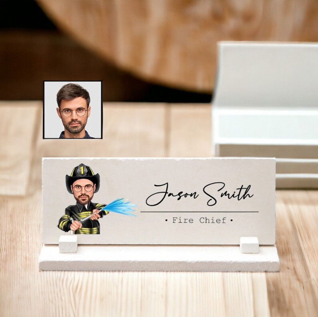 Firefighter Name Desk Plate for Men, Fireman Desk Sign, Funny ...