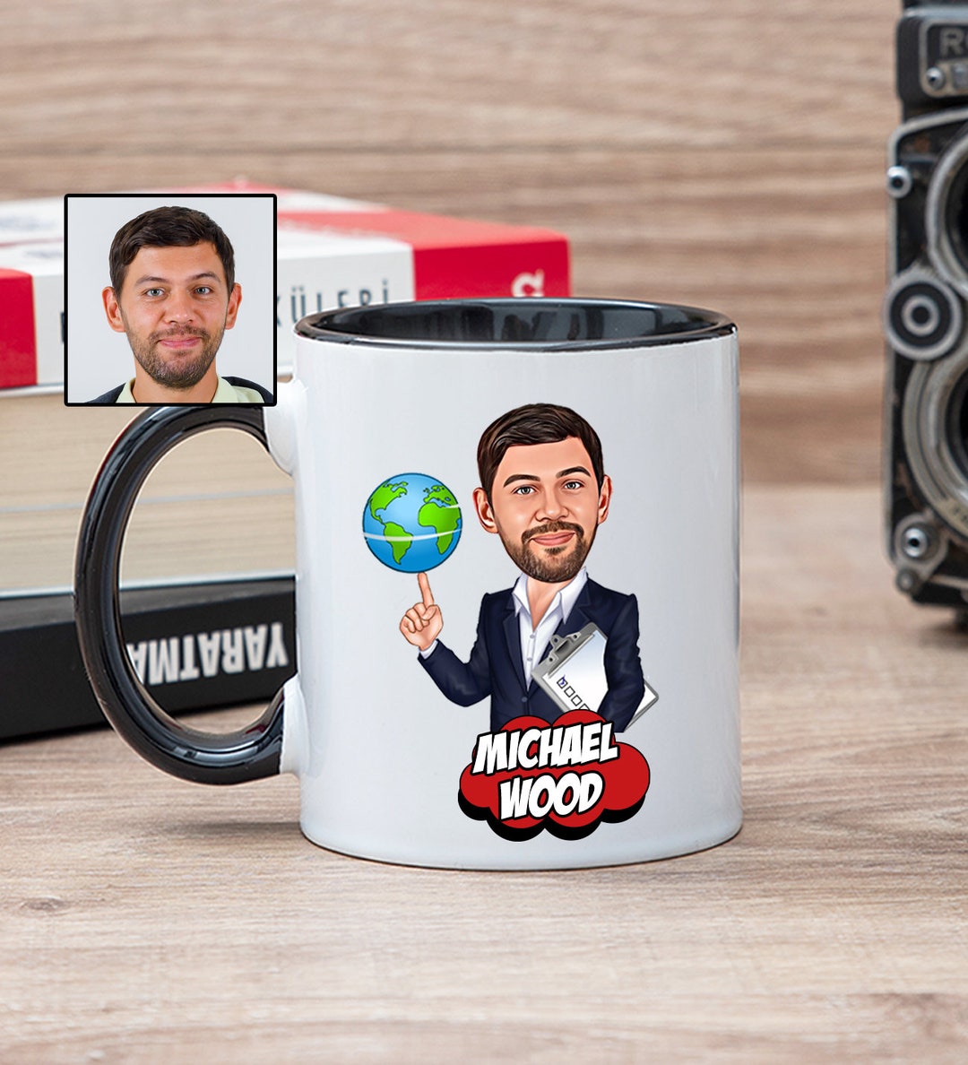 Male Project Manager Mug With Caricature From Photo, Funny Project ...