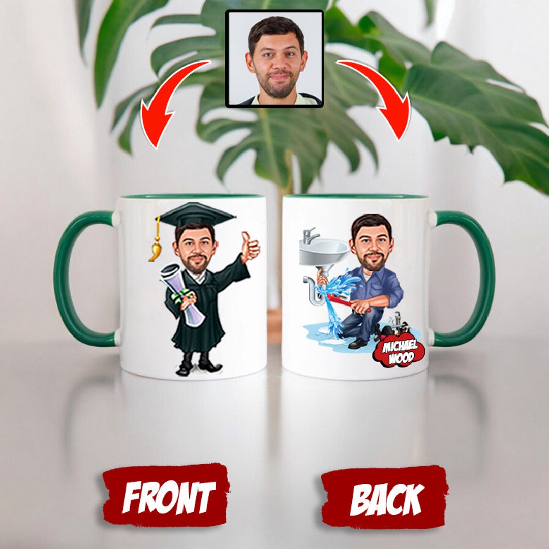 Plumbing Graduation Mug With Cartoon, Plumbing School Grad Gift ...