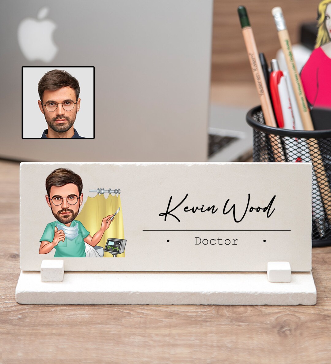 Surgeon Name Desk Plate for Men, Male Surgeon Desk Name Sign With ...