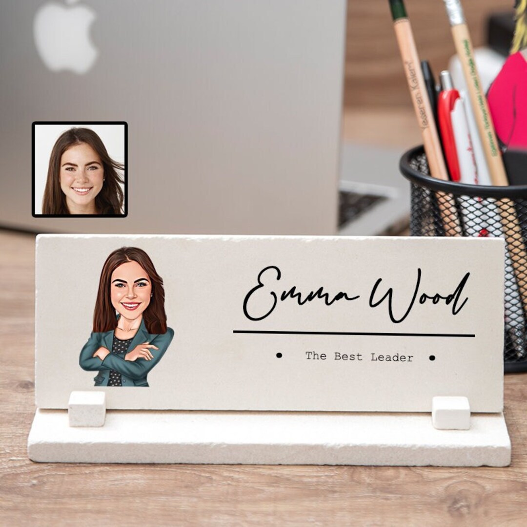 Leader Desk Name Sign, Women Leader Office Decor With Cartoon, Funny ...