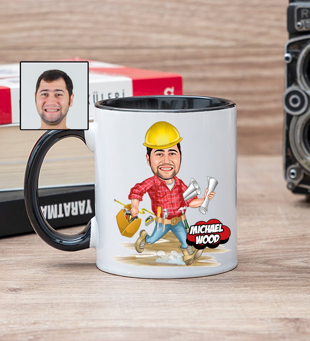 Custom Builder Cartoon Mug From Photo, Funny Builder Gifts for Men ...