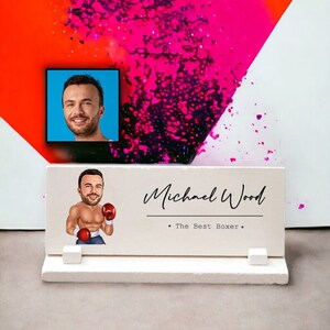 Boxer Caricature Desk Sign, Funny Boxing Gifts for Men, Boxer Desk ...