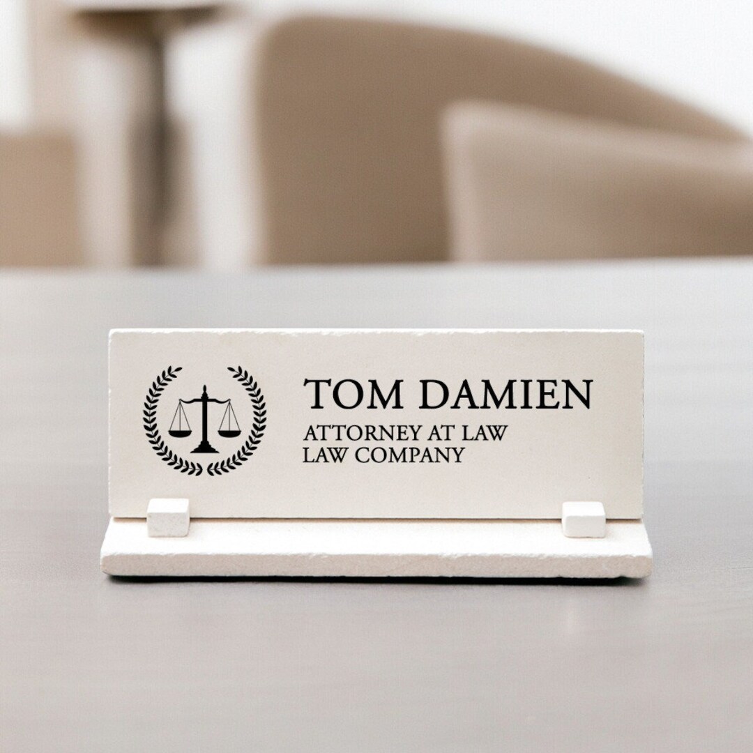 Attorney Stone Office Desk Name Plate, Clear JD Judge Nameplate, Lawyer ...