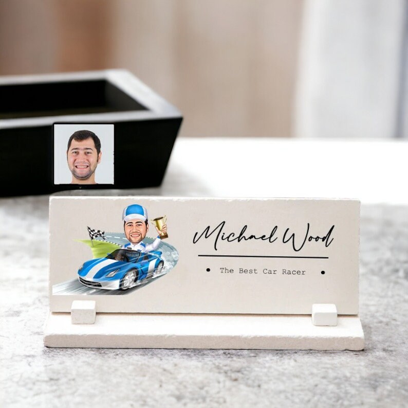 Car Racer Caricature Desk Sign, Funny Car Racing Gifts for Men, Auto ...