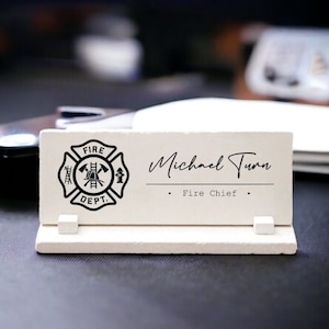 Firefighter Desk Name Sign, Fire Chief Desk Name Plate, Firefighter ...