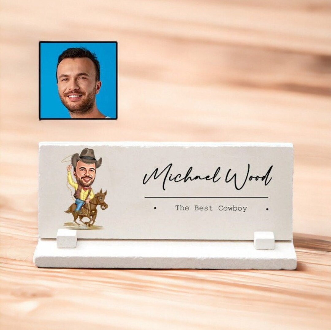 Cowboy Caricature Desk Sign, Funny Cowboy Gifts for Men, Cowboy Desk ...