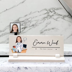 Medical Doctor Desk Name Plate for Women With Cartoon, Doctor Desk Sign ...