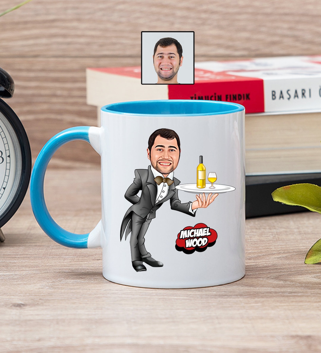 Waiter Cartoon Coffee Mug, Waiter Themed Tea Cup, Gift for Waiter ...