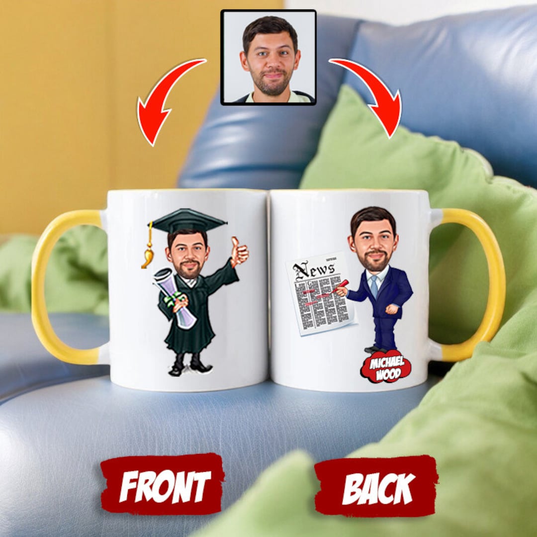 Journalist Graduation Mug With Cartoon, Journalist Grad Gift ...