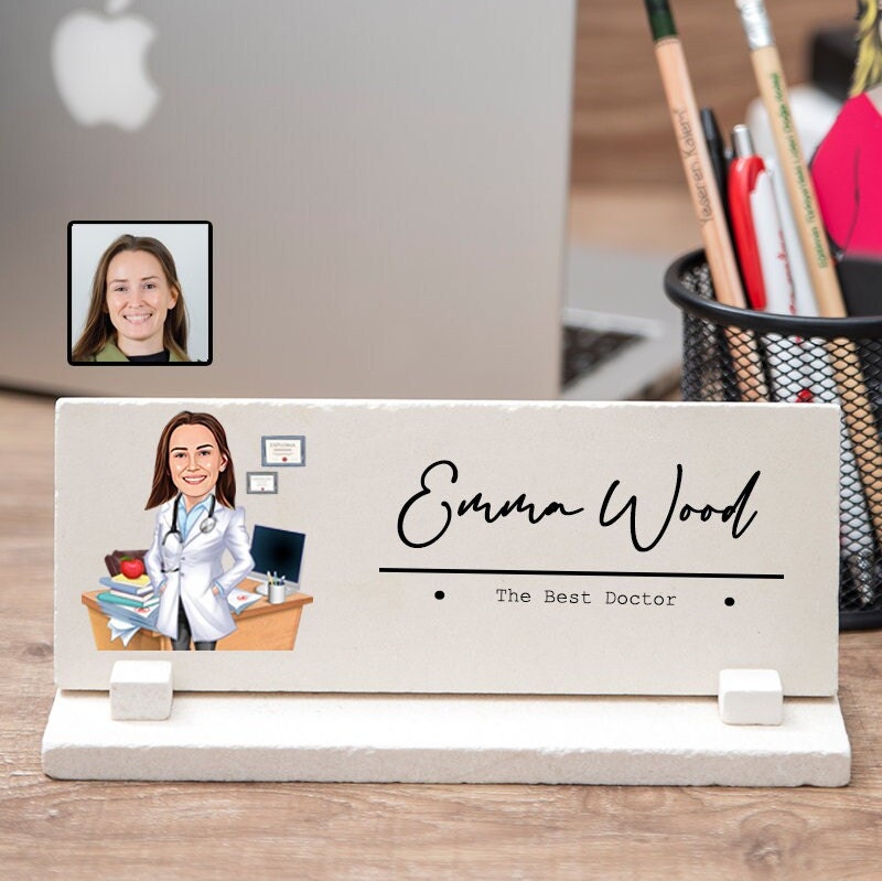 Medical Doctor Desk Name Plate for Women With Cartoon, Doctor Desk Sign ...