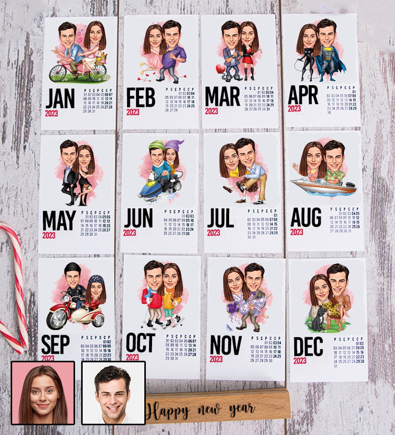 Personalized Cartoon Calendar for Desk as Anniversary for - Etsy