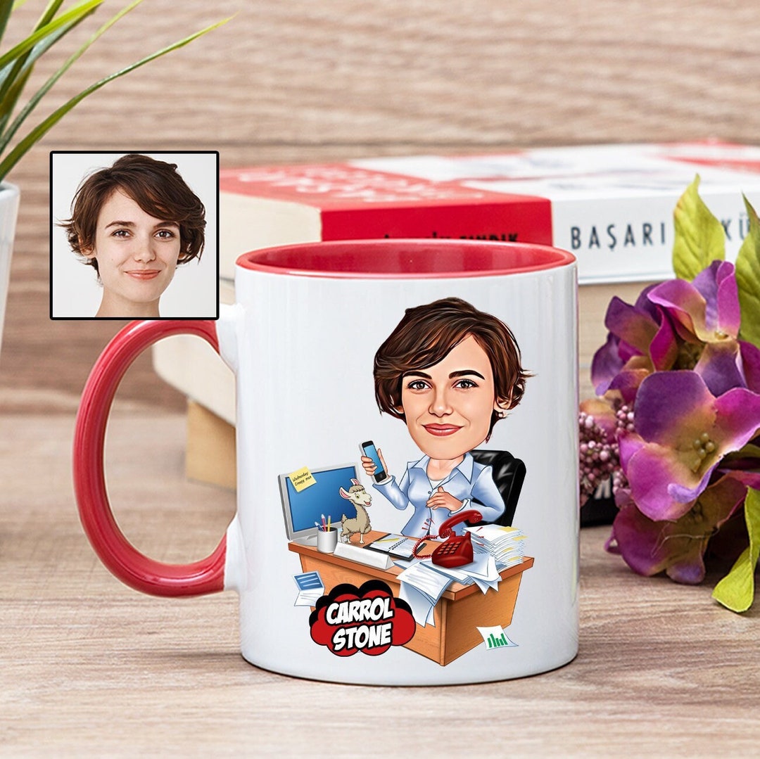 Office Worker Cartoon Mug, Funny Office Worker Gifts for Women, Office ...