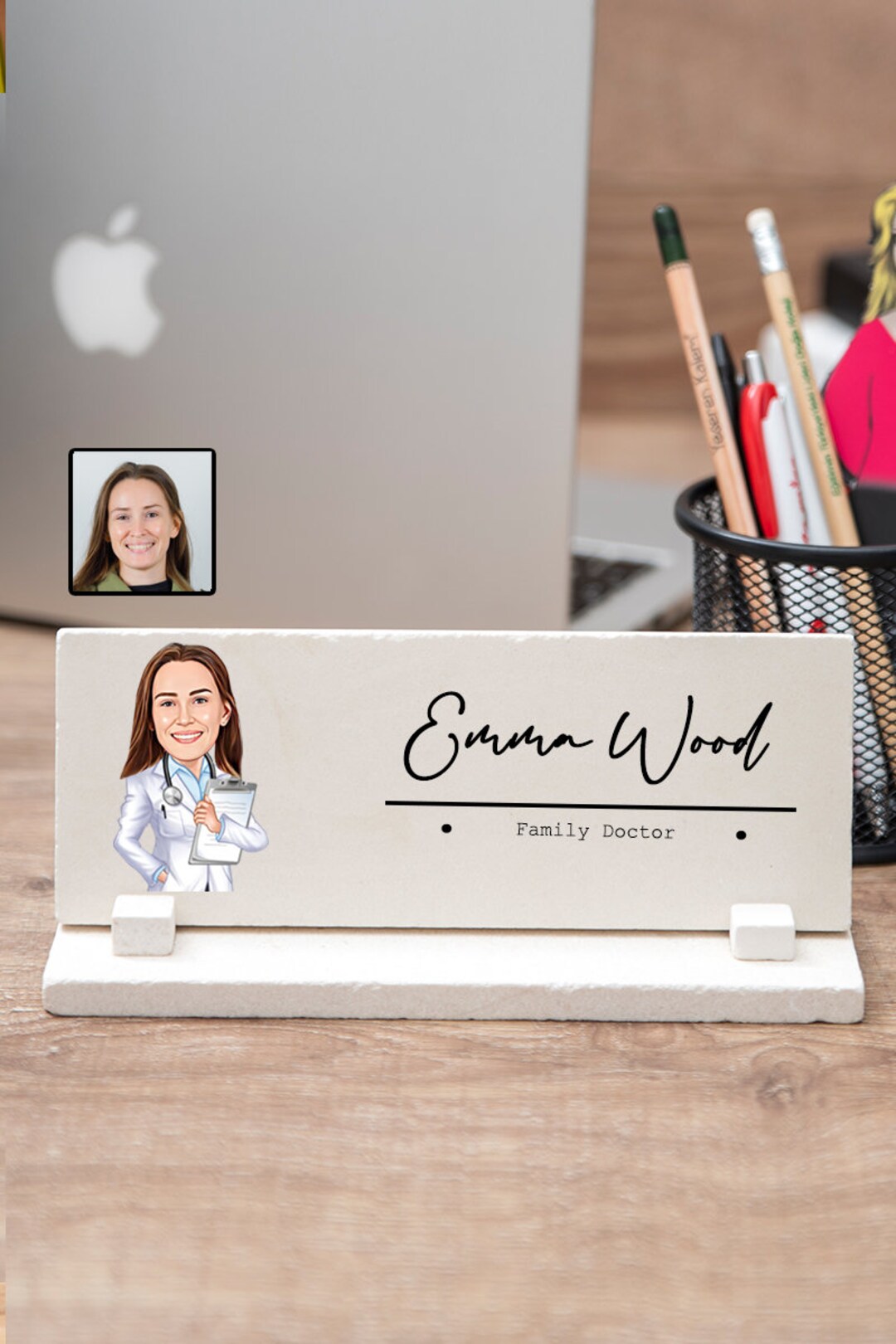 Medical Doctor Desk Name Plate for Men With Cartoon Doctor - Etsy