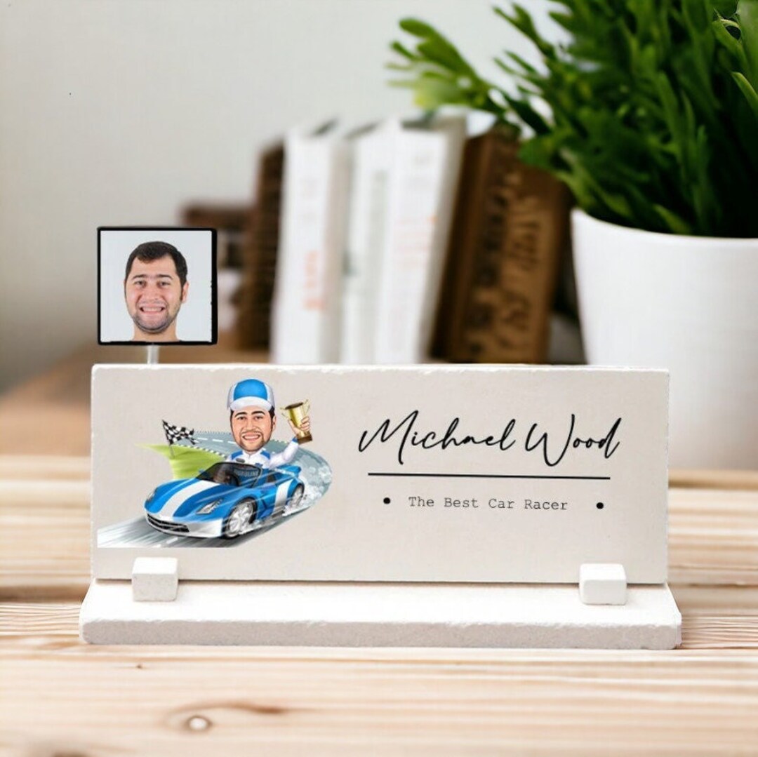 Car Racer Caricature Desk Sign, Funny Car Racing Gifts for Men, Auto ...