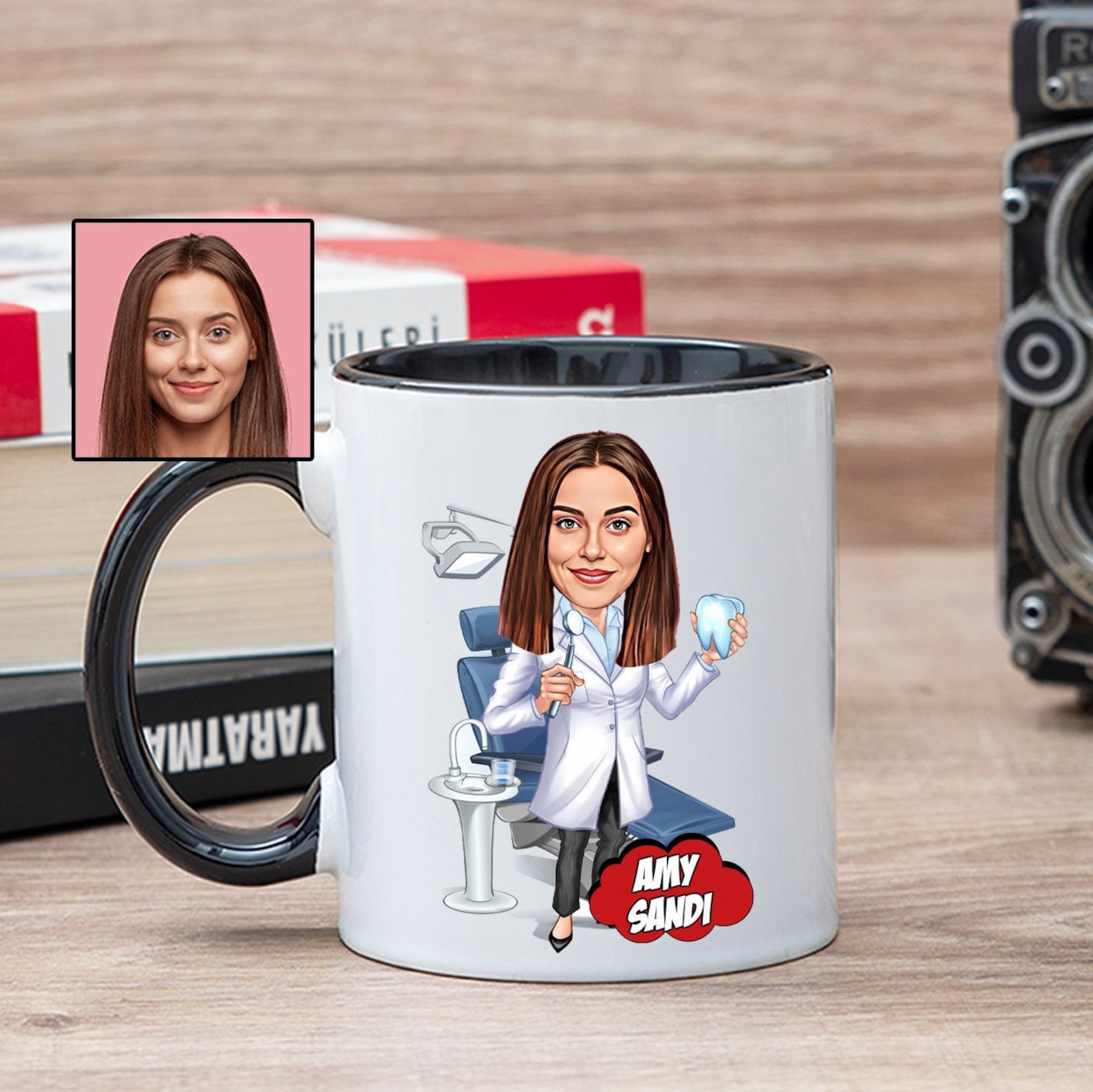 Dentist Coffee Mug With Caricature From Photo, Funny Dentist Gift for ...