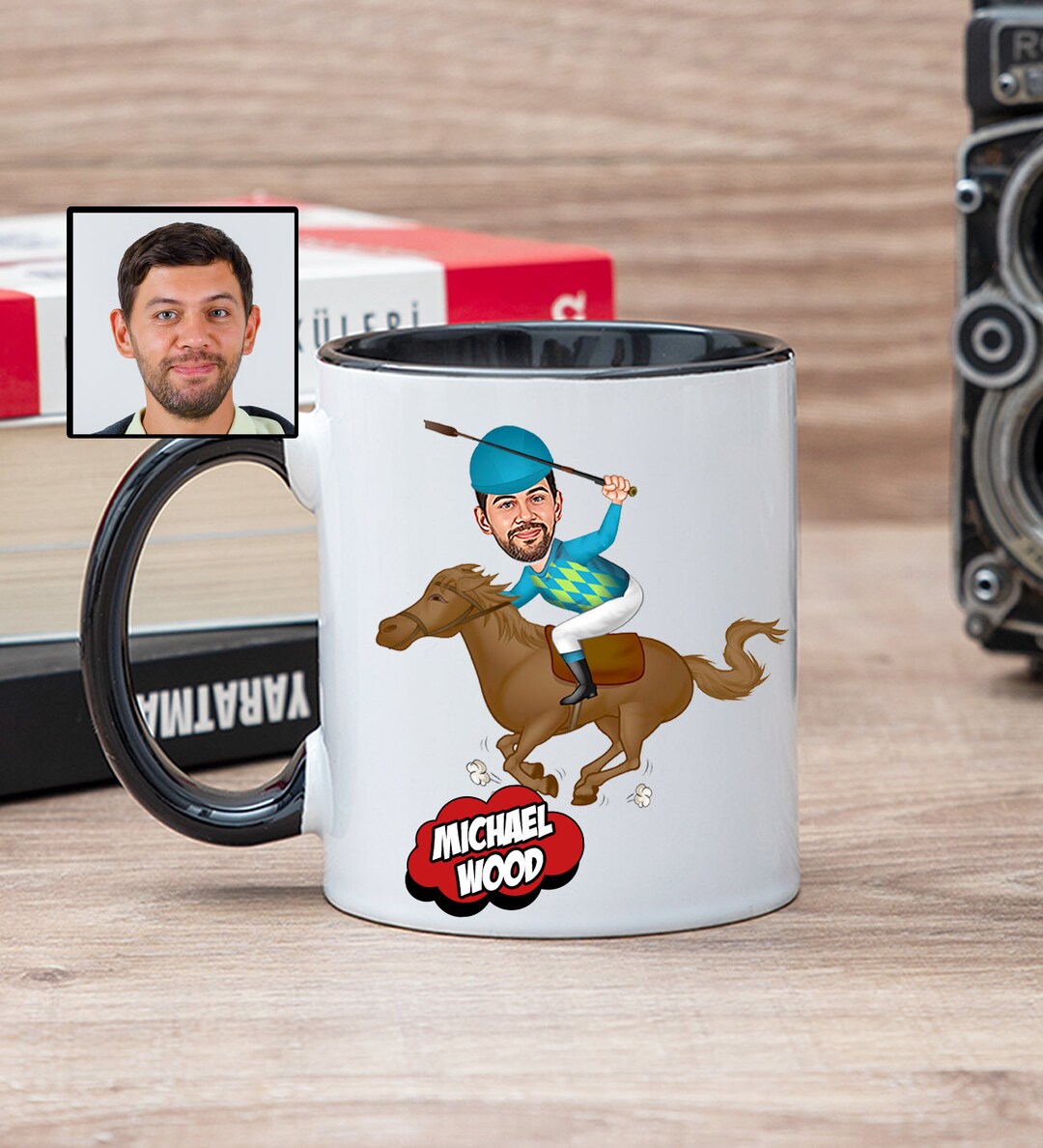 Horse Racing Coffee Mug With Cartoon, Custom Horse Racing Gift for Men ...