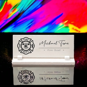 Firefighter Desk Name Sign, Fire Chief Desk Name Plate, Firefighter ...