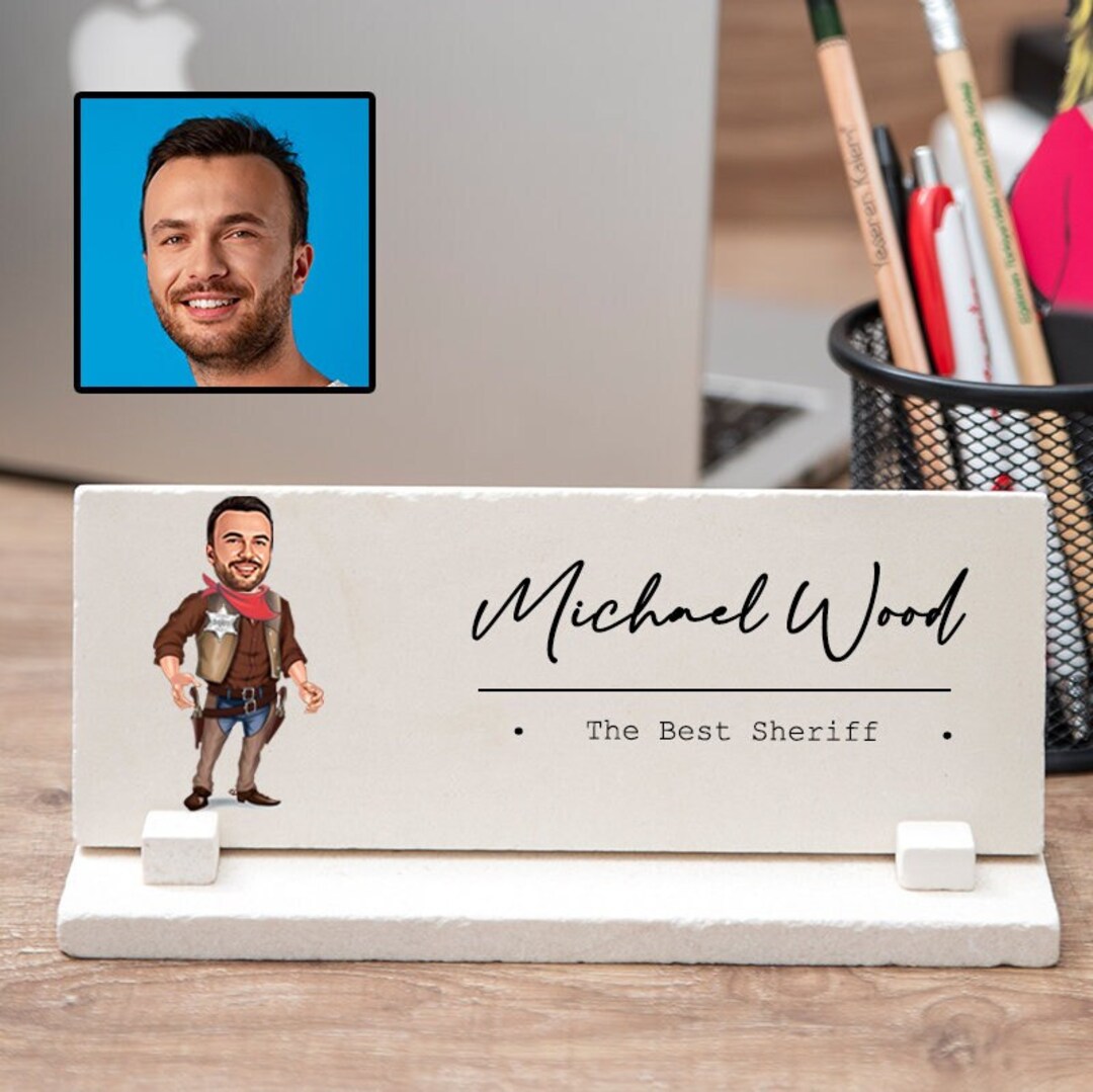 Sheriff Caricature Desk Sign, Funny Sheriff Gifts for Men, Sheriff Desk ...