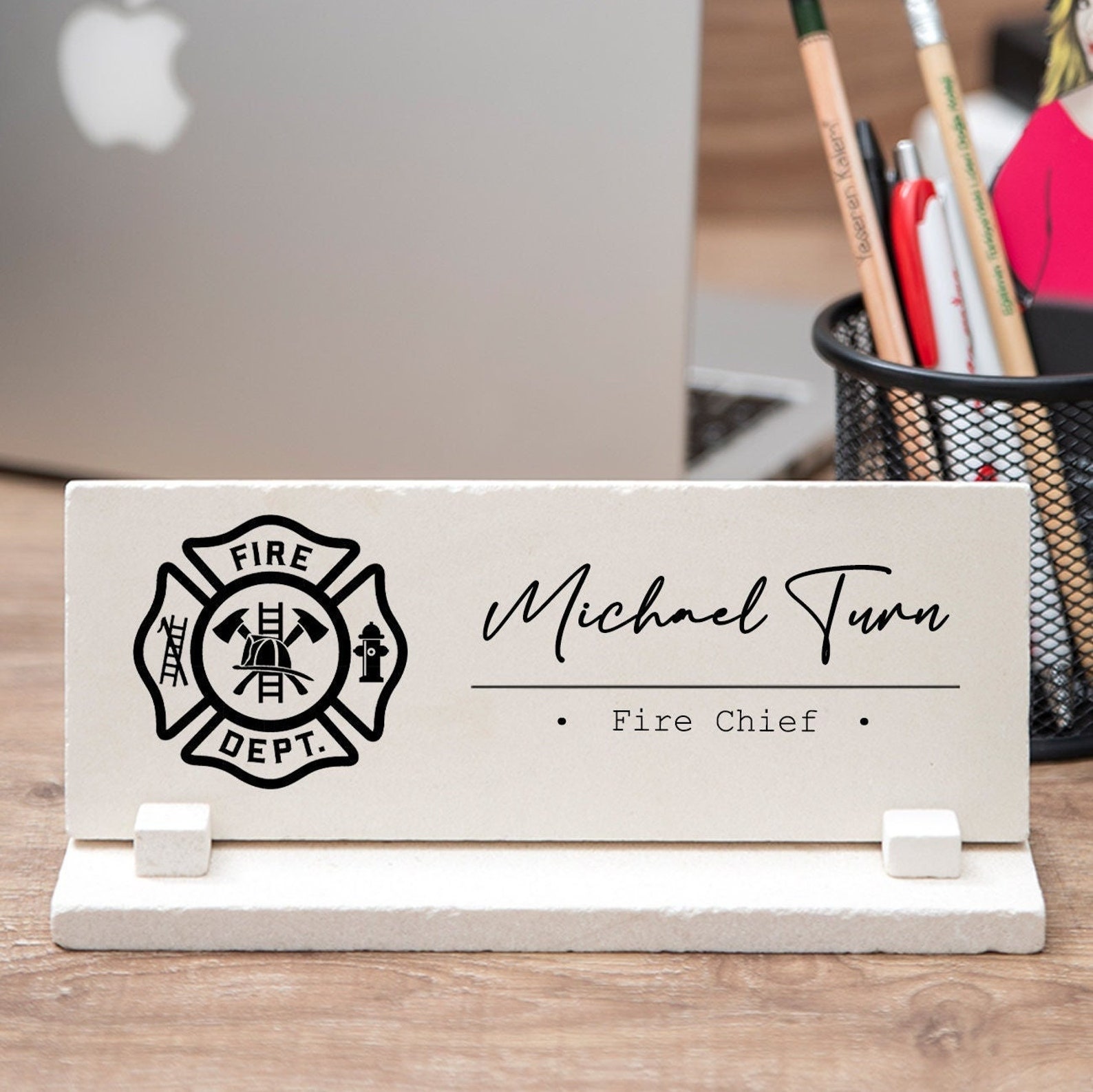 Firefighter Desk Name Sign Fire Chief Desk Name Plate - Etsy