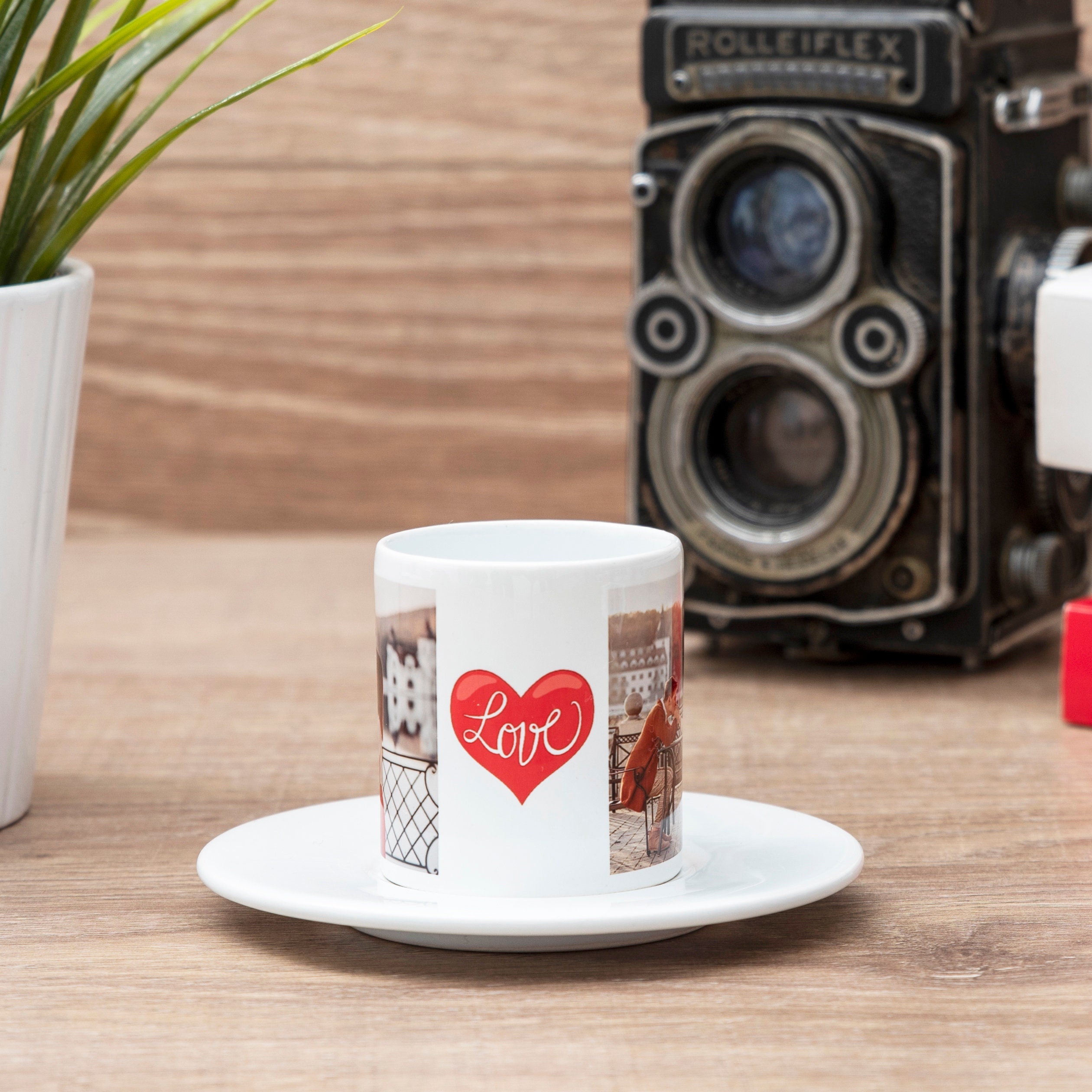 X2 Personalized Espresso Photo Cups and Saucers, Custom Photo Espresso ...