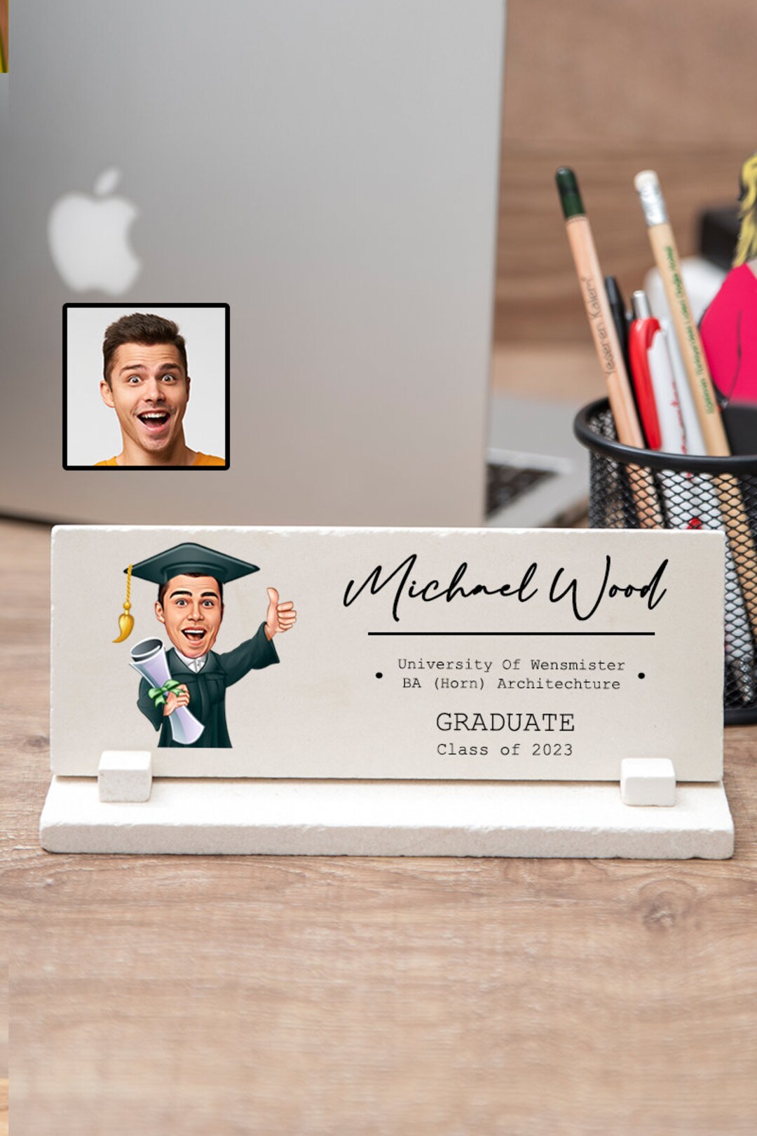Graduation Desk Sign Graduation Plaque With Cartoon - Etsy