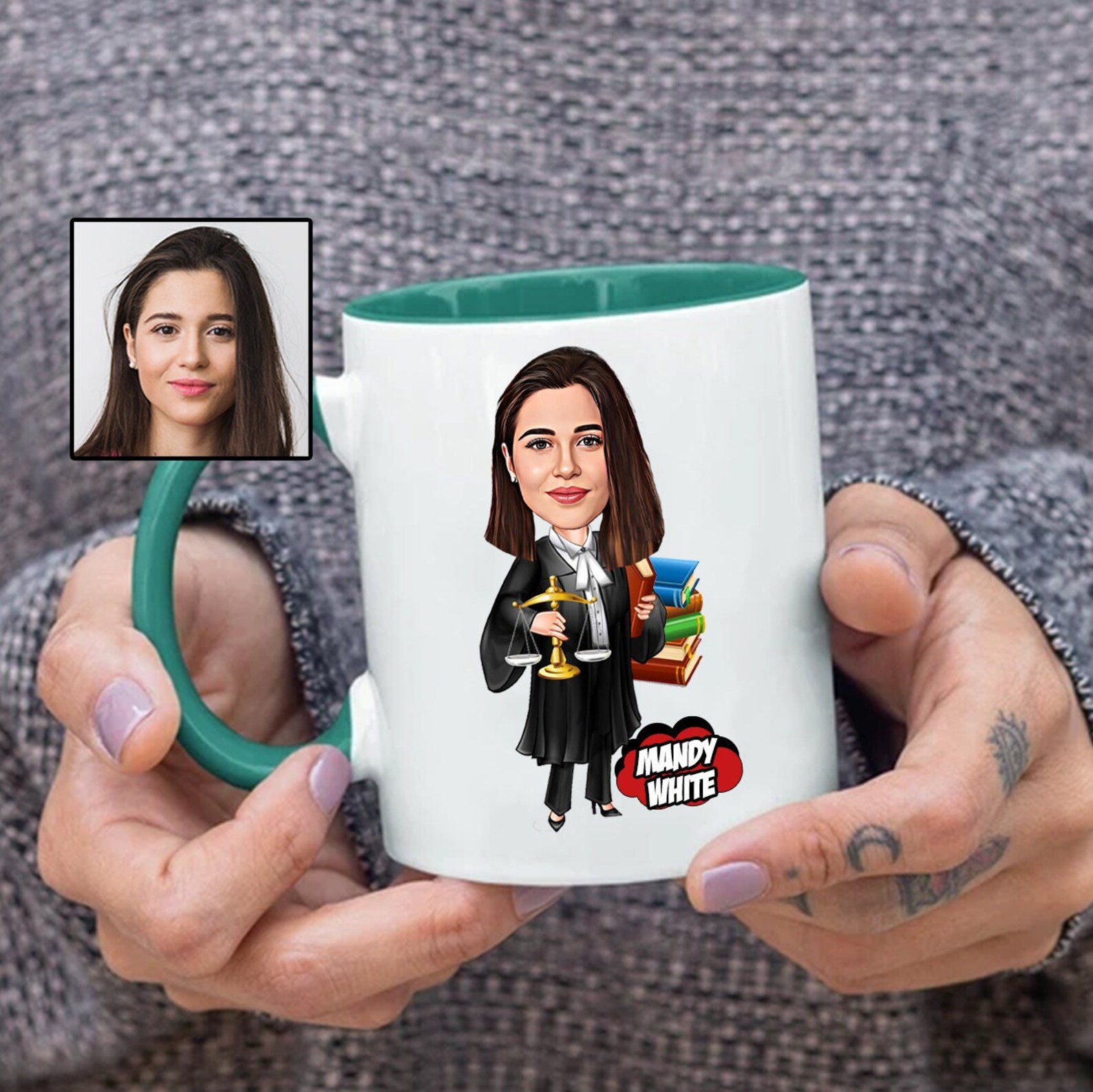Lawyer Coffee Mug With Caricature From Photo, Funny Lawyer Gift for ...