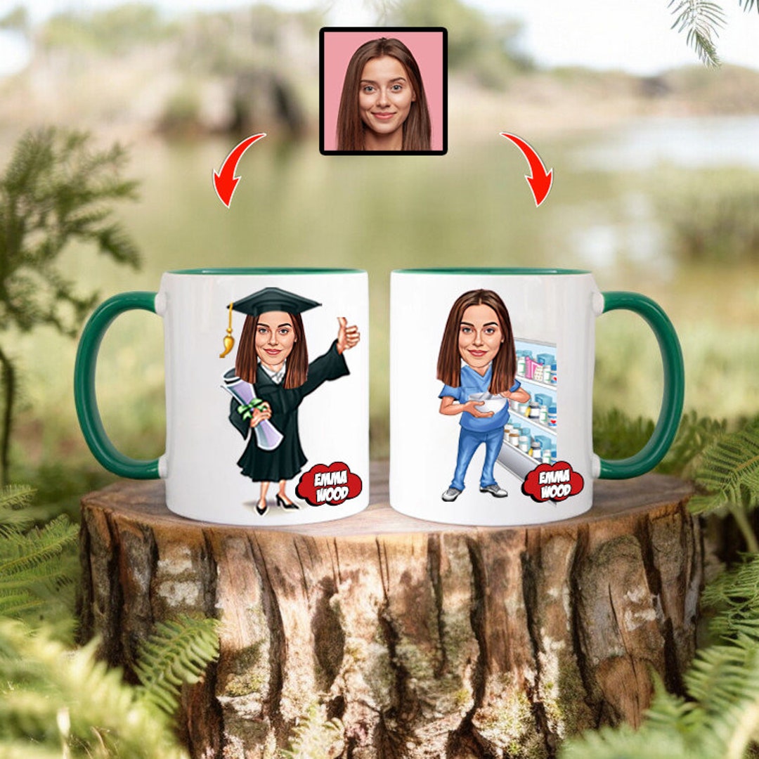Pharmacist Graduation Mug With Cartoon, Pharmacy School Grad Gift ...