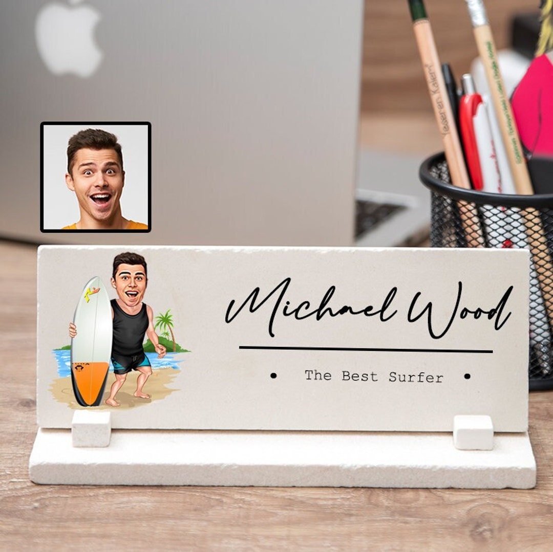 Surfer Name Plate for Desk, Male Surfing Gifts for Men, Surfer Gift ...