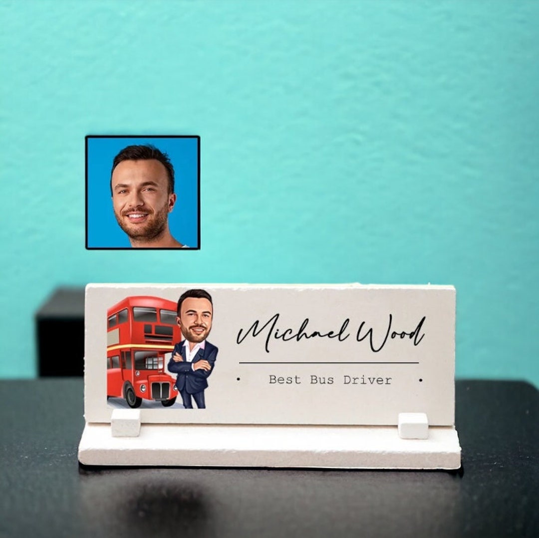 Bus Driver Cartoon Sign, Male Bus Driver Gifts for Men, Funny Bus ...