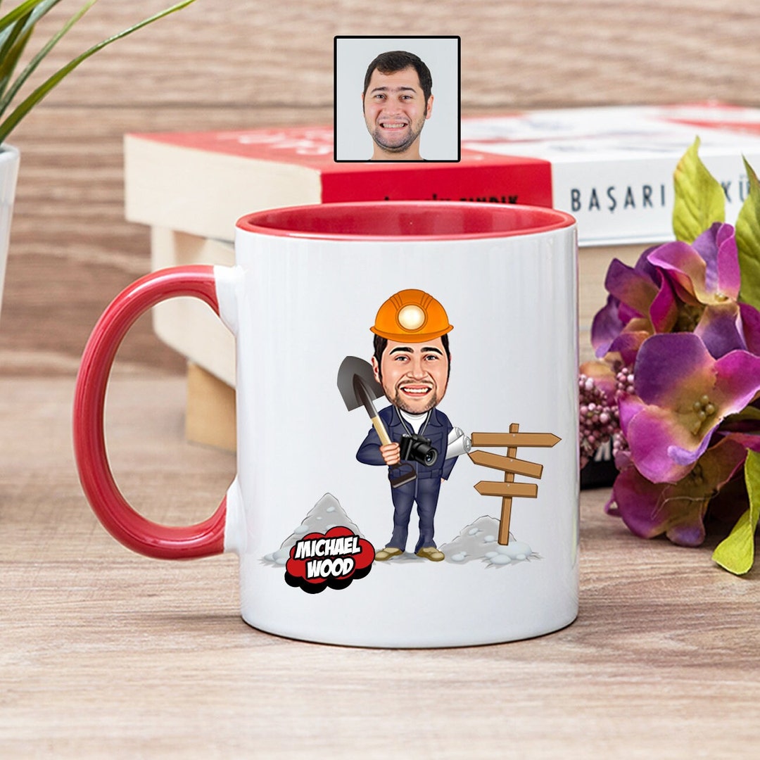 Mining Cartoon Coffee Mug, Miner Tea Cup, Gift for Miner, Funny Miner ...