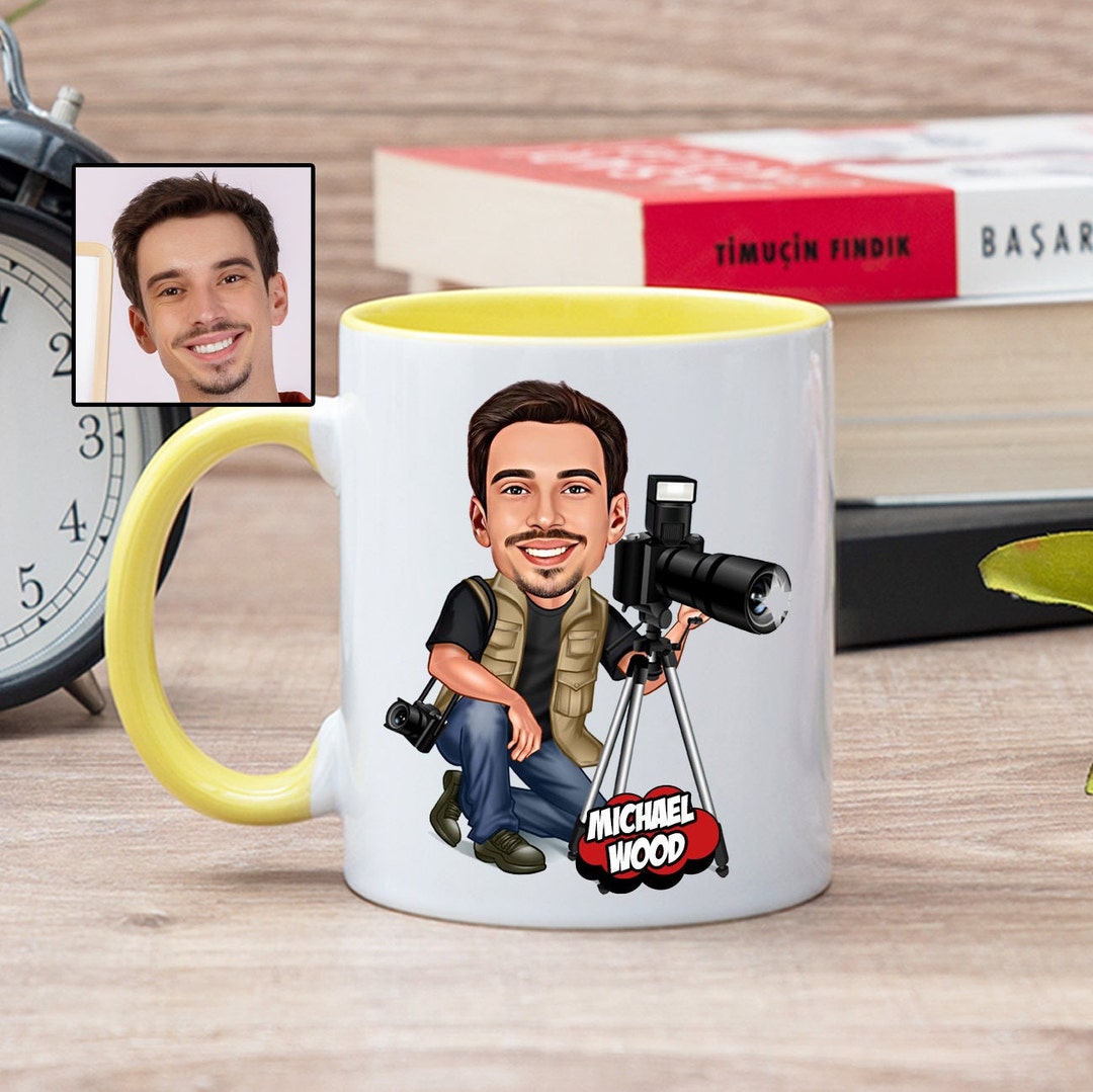 Photographer Coffee Mug With Caricature From Photo, Funny Photographer ...