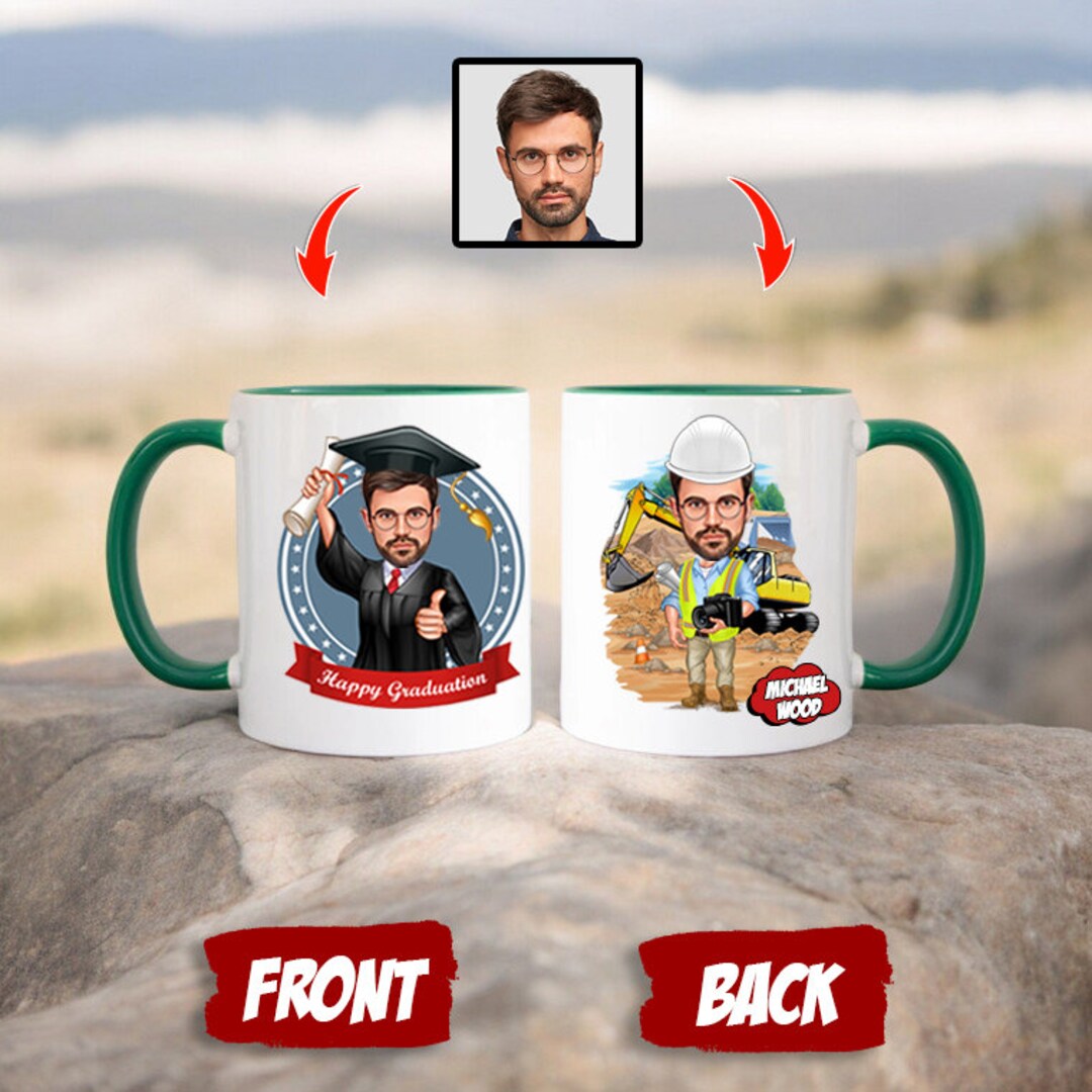Civil Engineer Graduation Mug With Cartoon, Civil Engineer School Grad ...