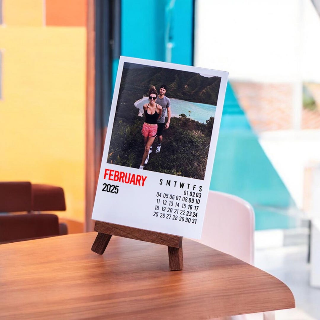 Photo Desk Calendar With Easel 2025, Vertical Desk Calendar for Office ...